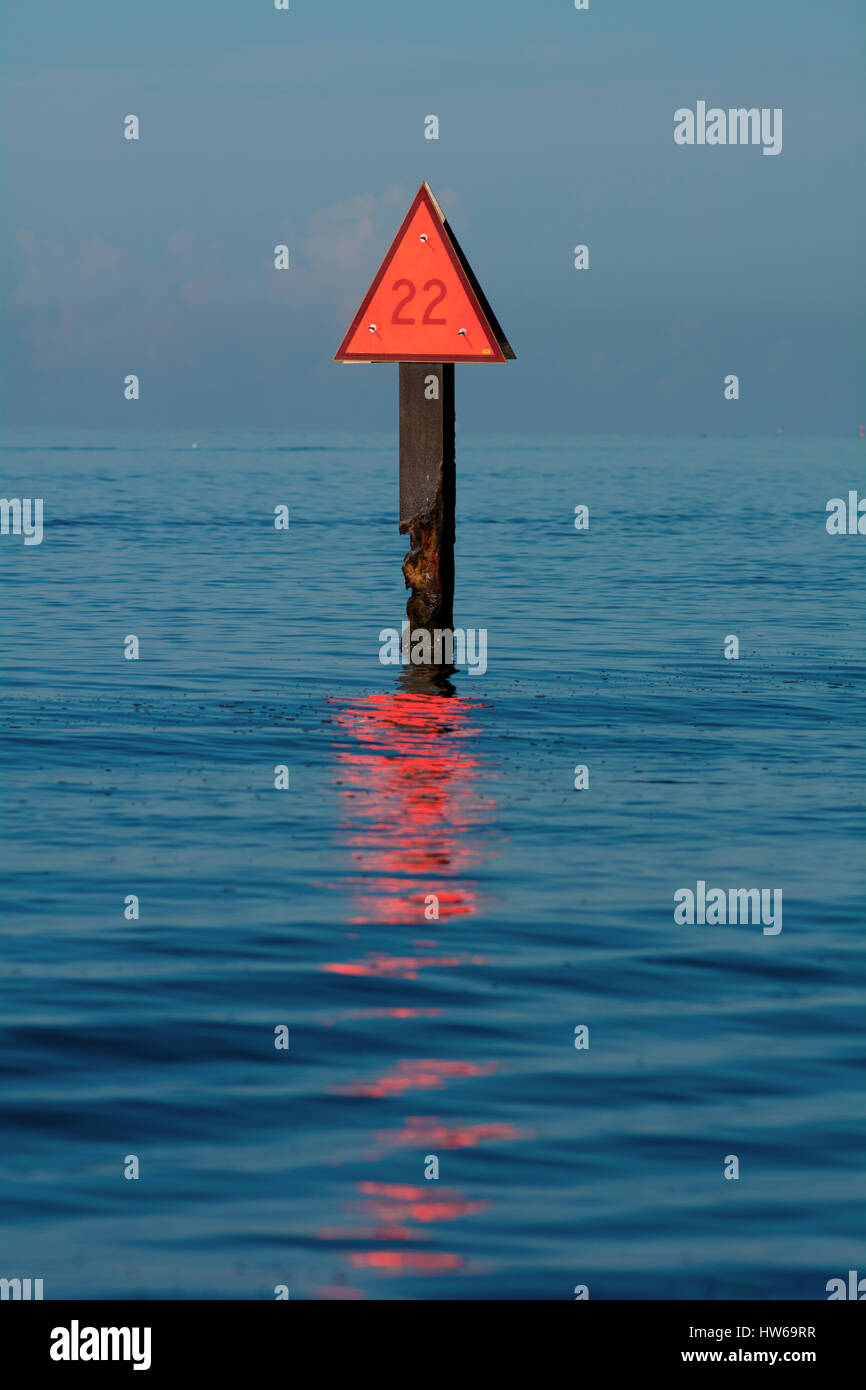 ocean water way red marker Stock Photo - Alamy