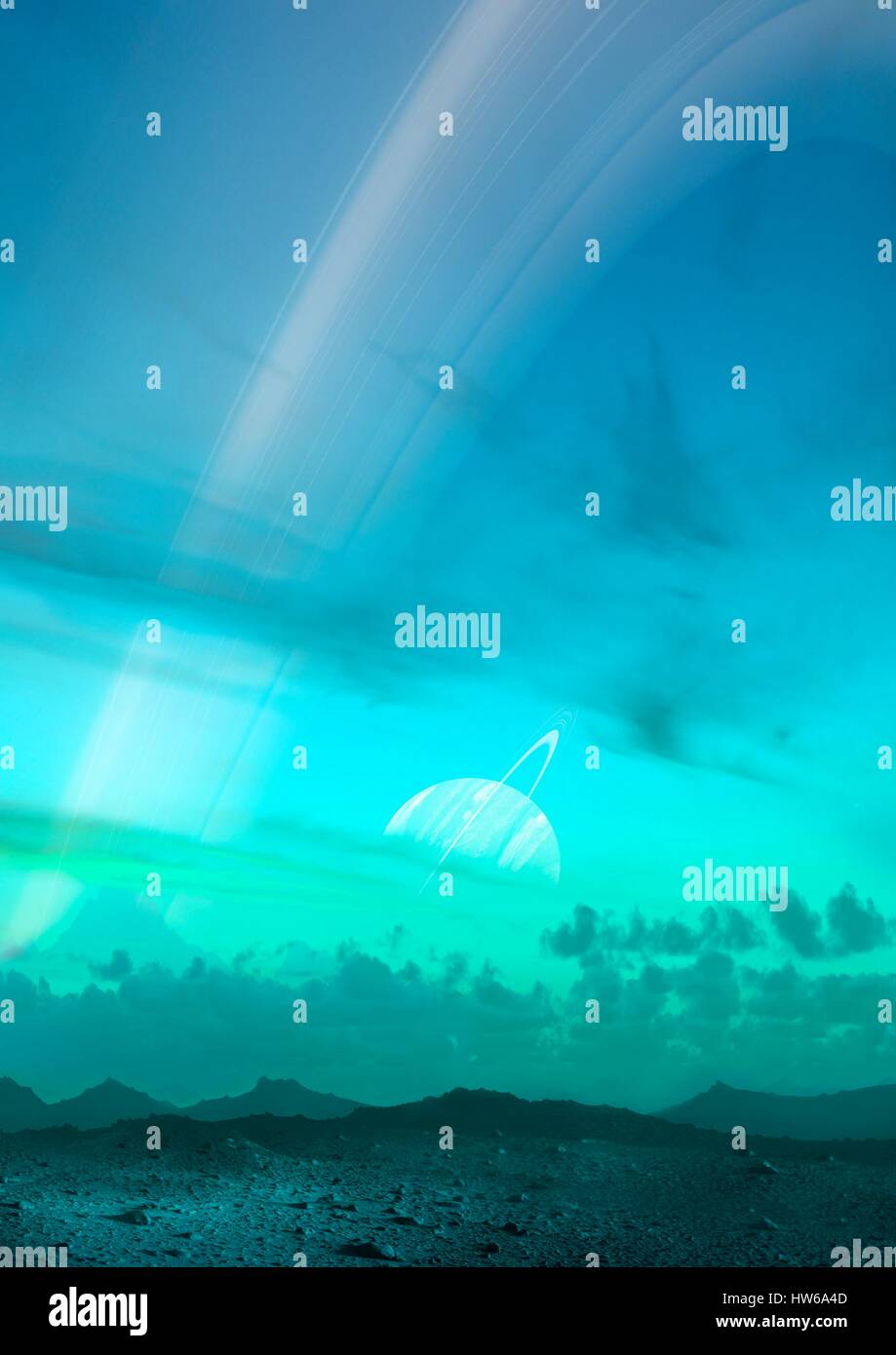 Impression of exoplanet Kepler 90h seen from surface of one of its ...