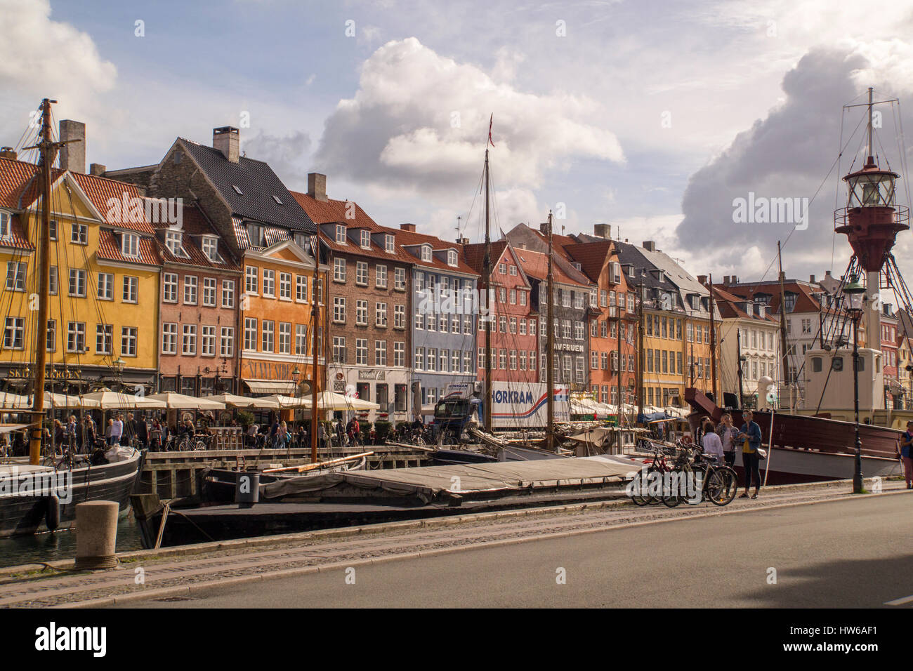 Copenhagen,Denmark - September 03 2016: Iconic Nyhavn waterfront lined ...