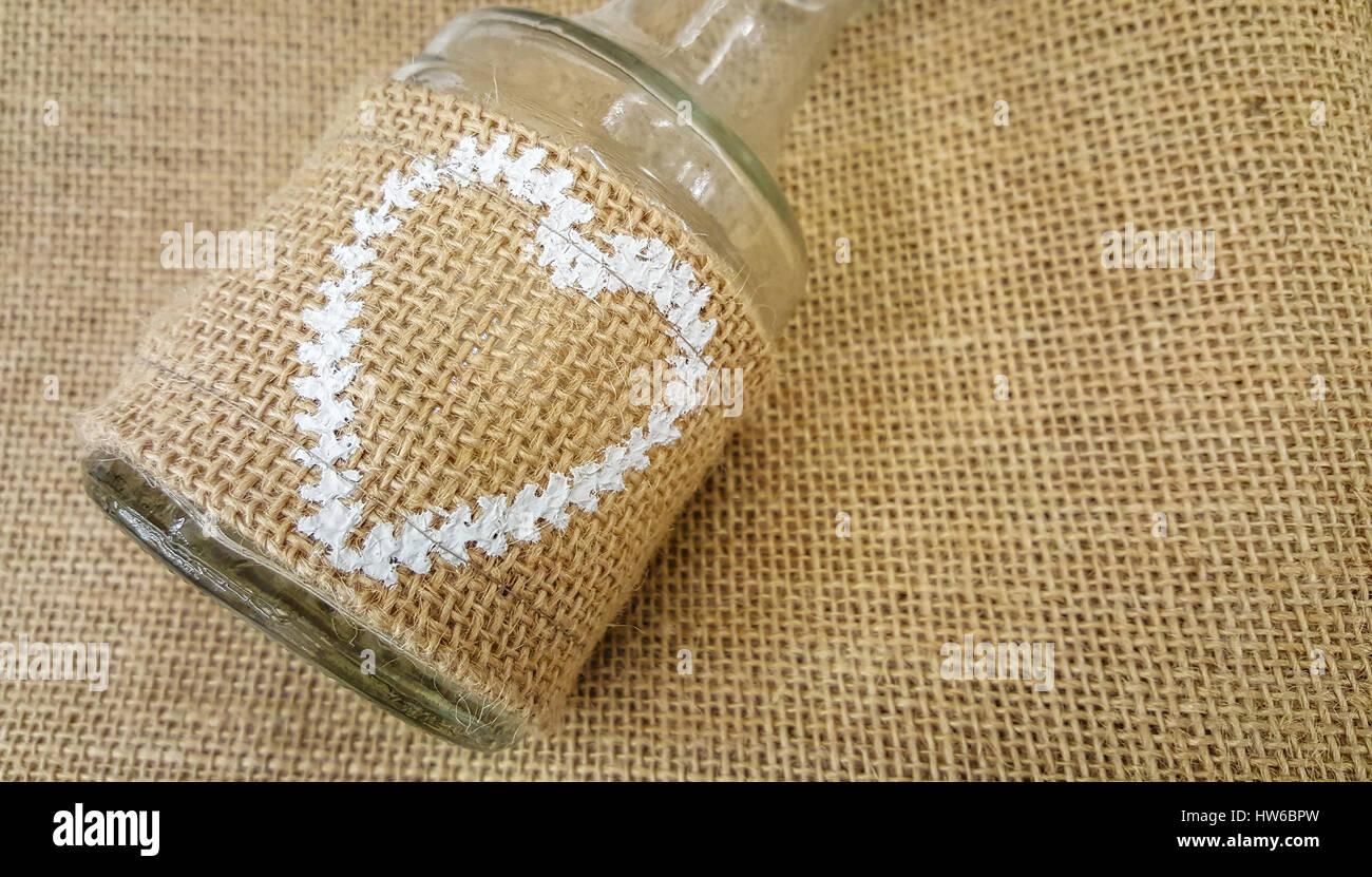 DIY glass bottle with burlap and drawn acrylic heart, handmade vase for ...