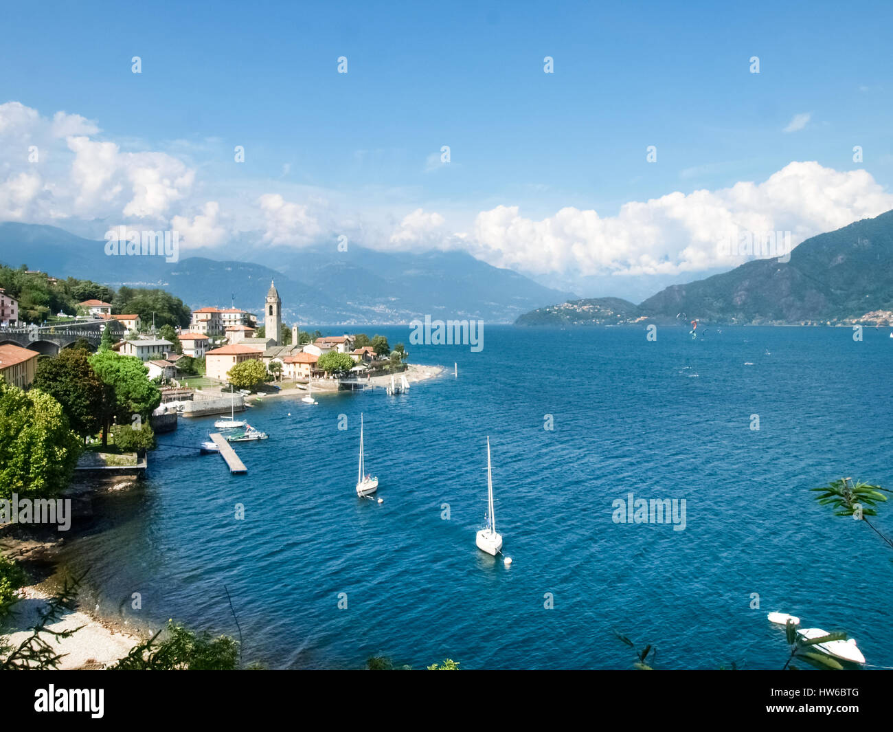 Cremia, Italy - August 25, 2015: Panorama of the village of Cremia ...