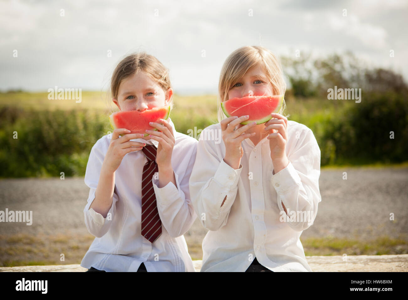 Family Eating Watermelons High Resolution Stock Photography and Images ...