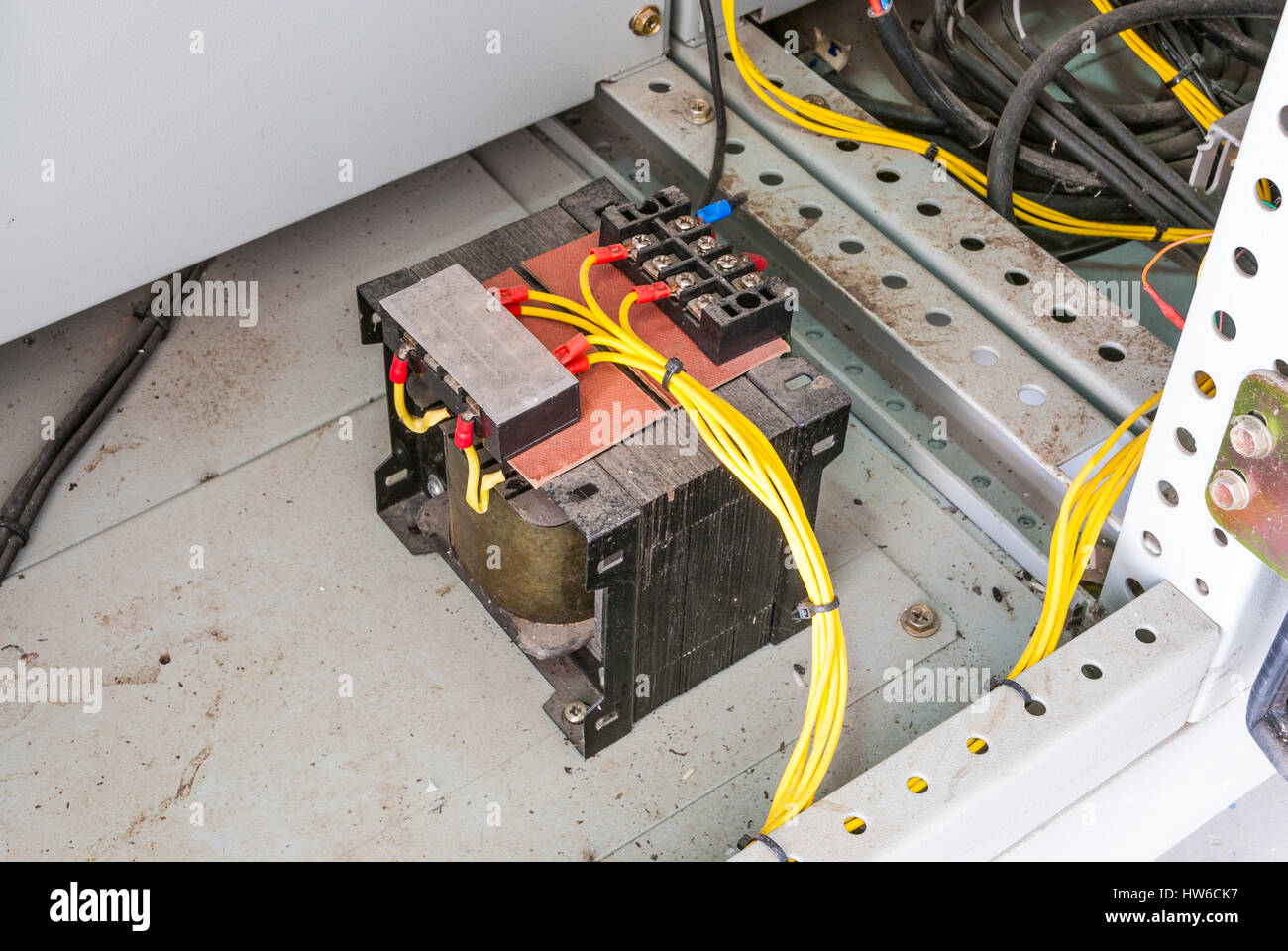 Closeup to Electric Transformer in Control Cabinet Stock Photo - Alamy
