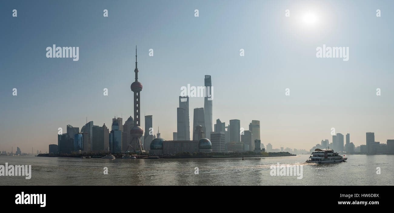 Skyline of Shanghai with Oriental Pearl Tower and Shanghai Tower ...