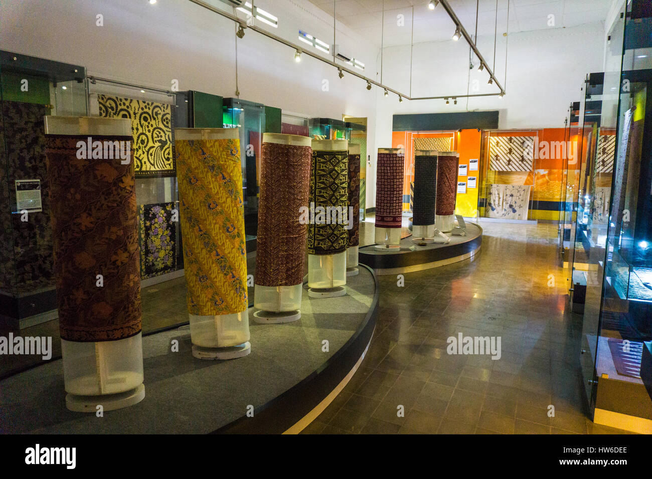 Batik collection with various kind of motif and pattern displayed on ...