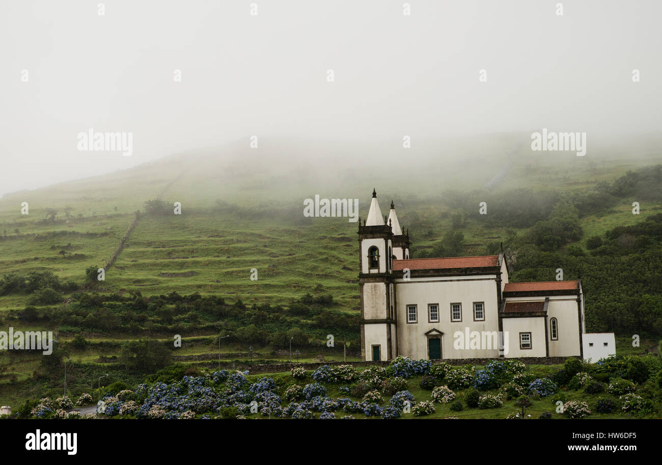 Scenic traditional portuguese church in Azores island Stock Photo - Alamy
