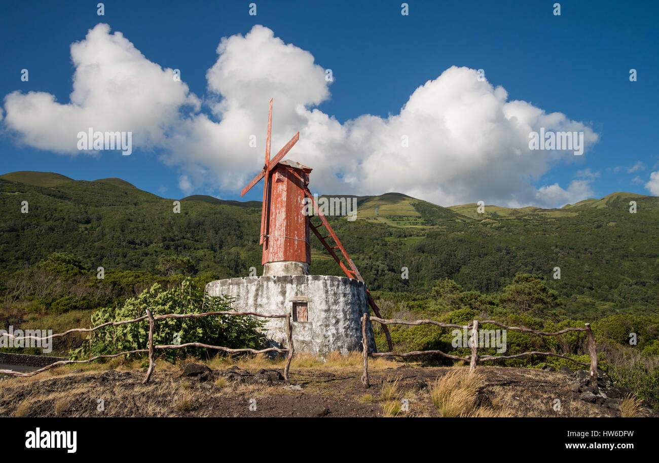 Beautiful windmill in Azores landscape Stock Photo - Alamy