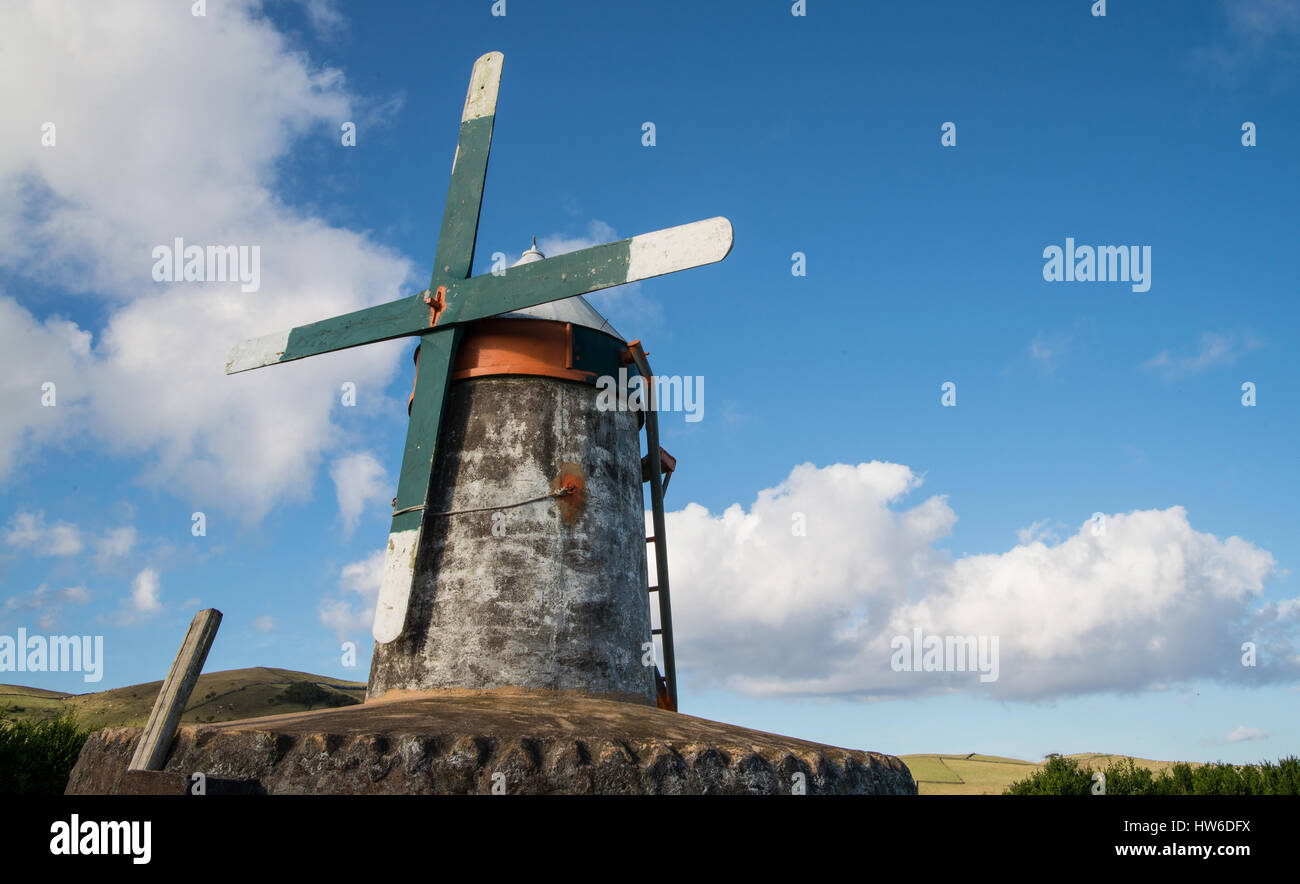 Beautiful windmill in Azores landscape Stock Photo - Alamy