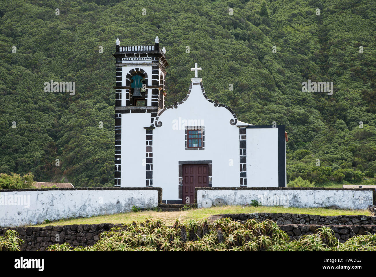 Scenic traditional portuguese church in Azores island Stock Photo - Alamy