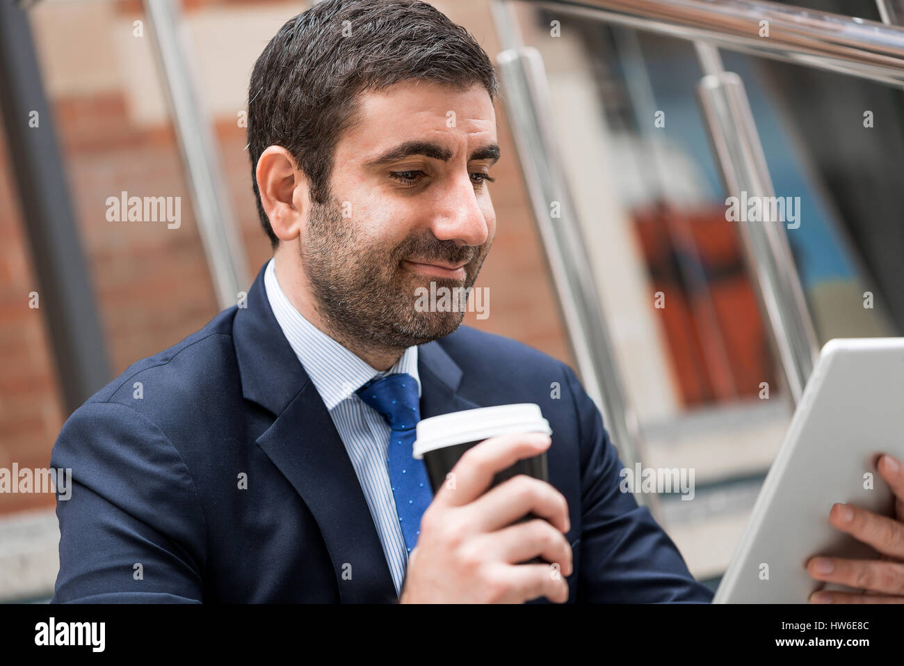 Coffee break at work Stock Photo - Alamy