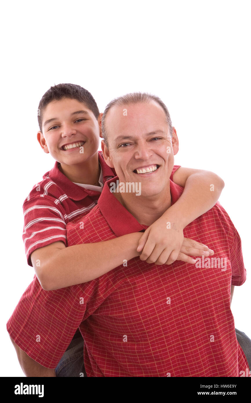 Happy Hispanic father and son Stock Photo - Alamy