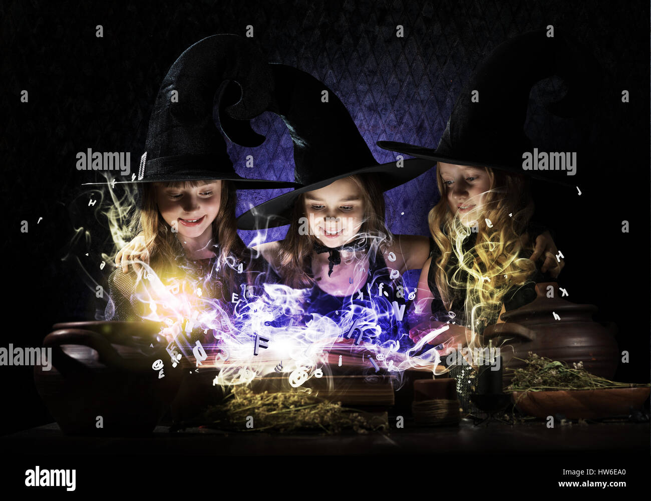 Three little witches Stock Photo - Alamy