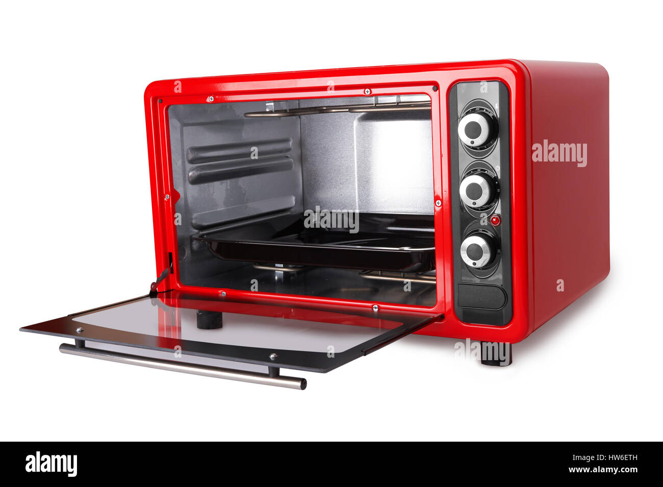 Kitchen red oven isolated on a white background Stock Photo - Alamy