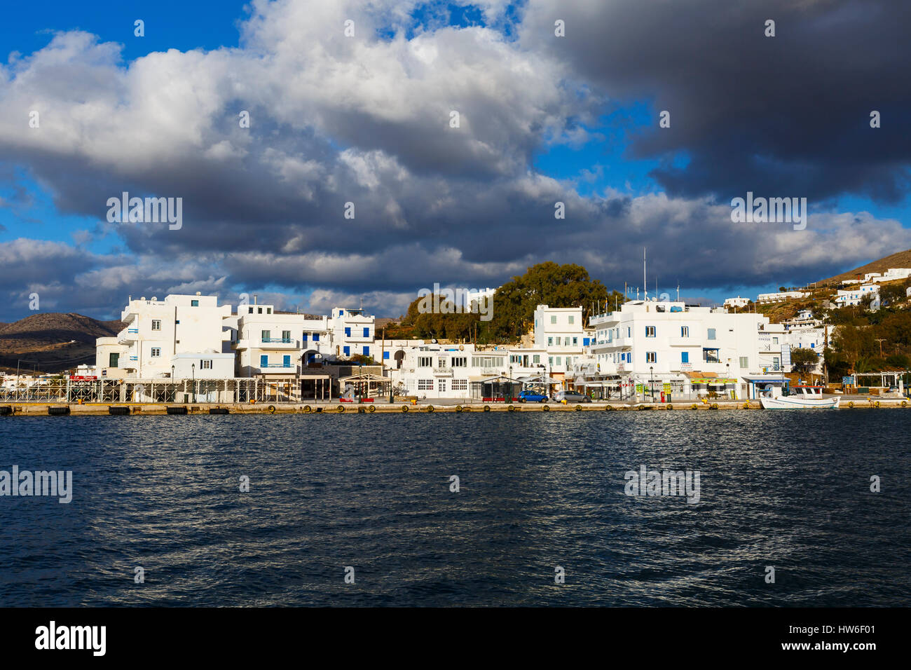Harbor of Ios island in Greece Stock Photo - Alamy