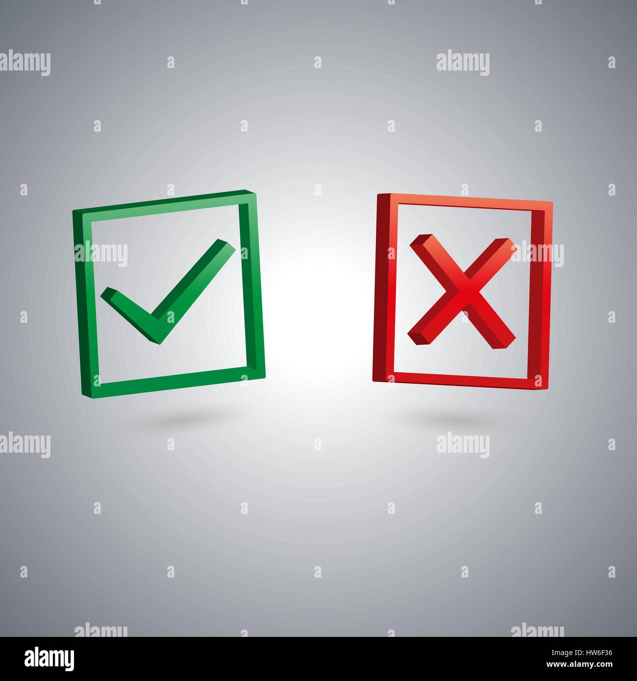 Set of two isolated check marks with 3D effect, the sign performed ...