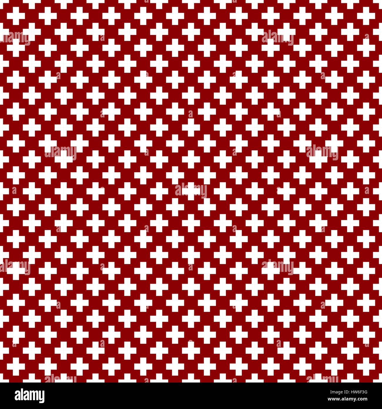 Red and white seamless pattern from different crosses, repeating ...