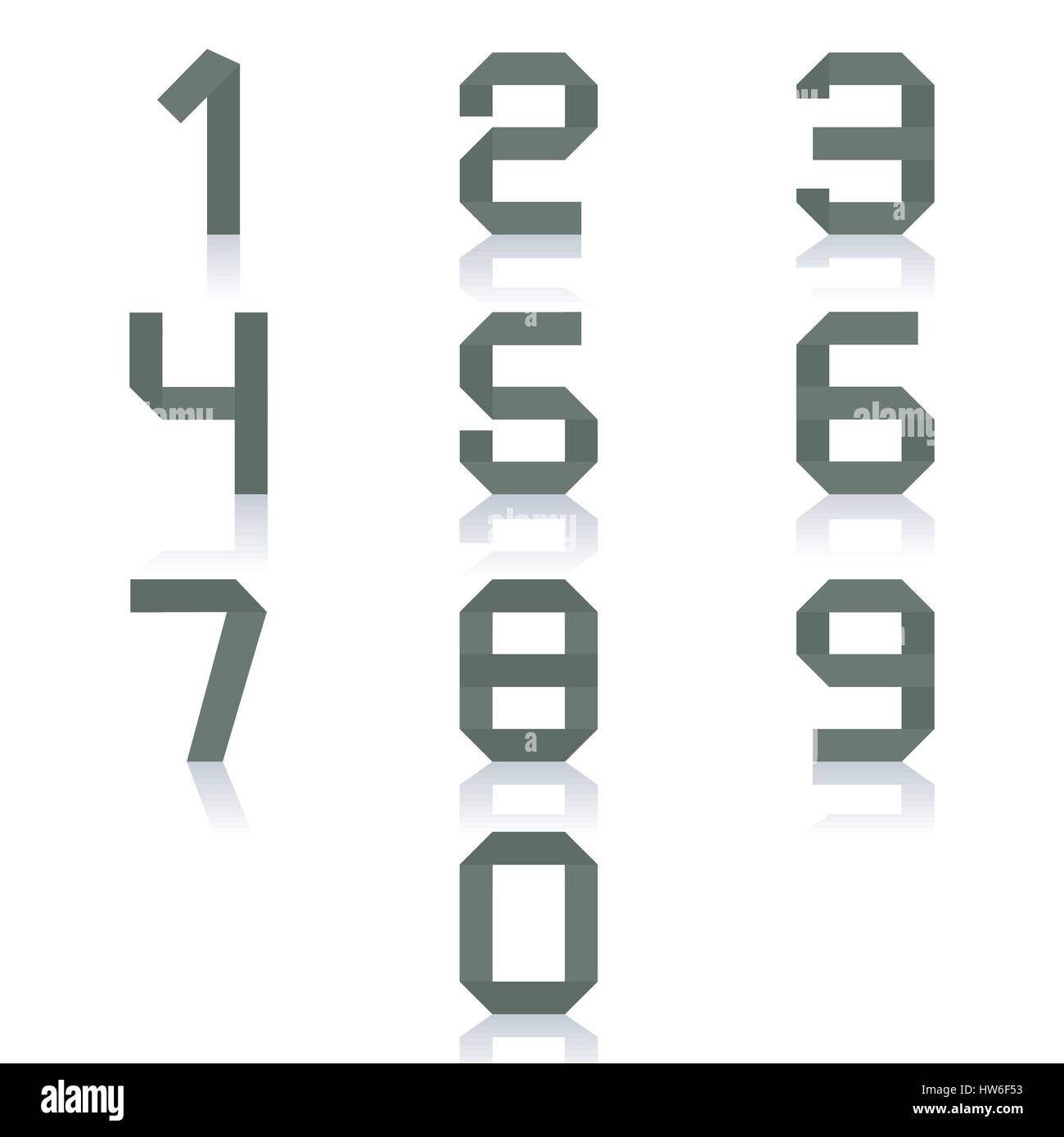 Set paper numbers from zero to nine, isolated on white background with ...