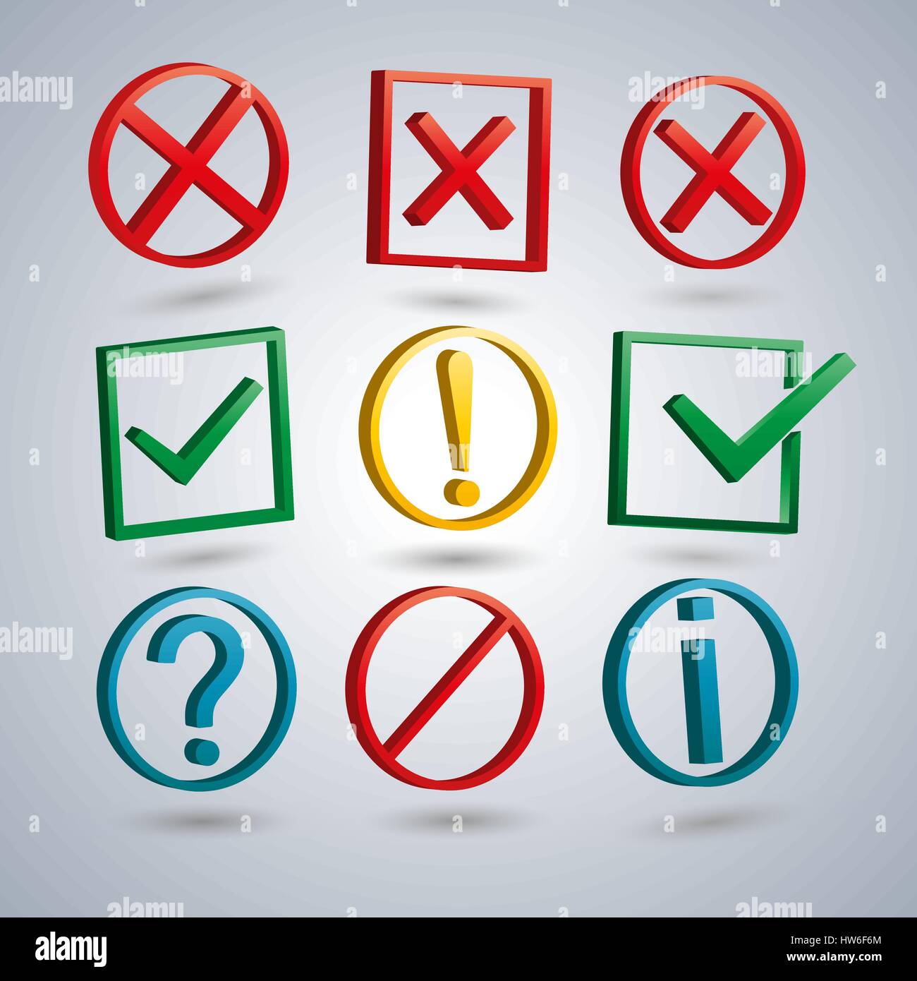 A set of information symbols with the 3D effect, symbols help ...