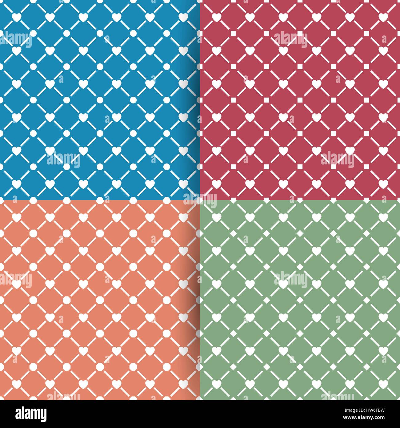 Set of four seamless patterns, repeating geometric tiles with diagonal ...