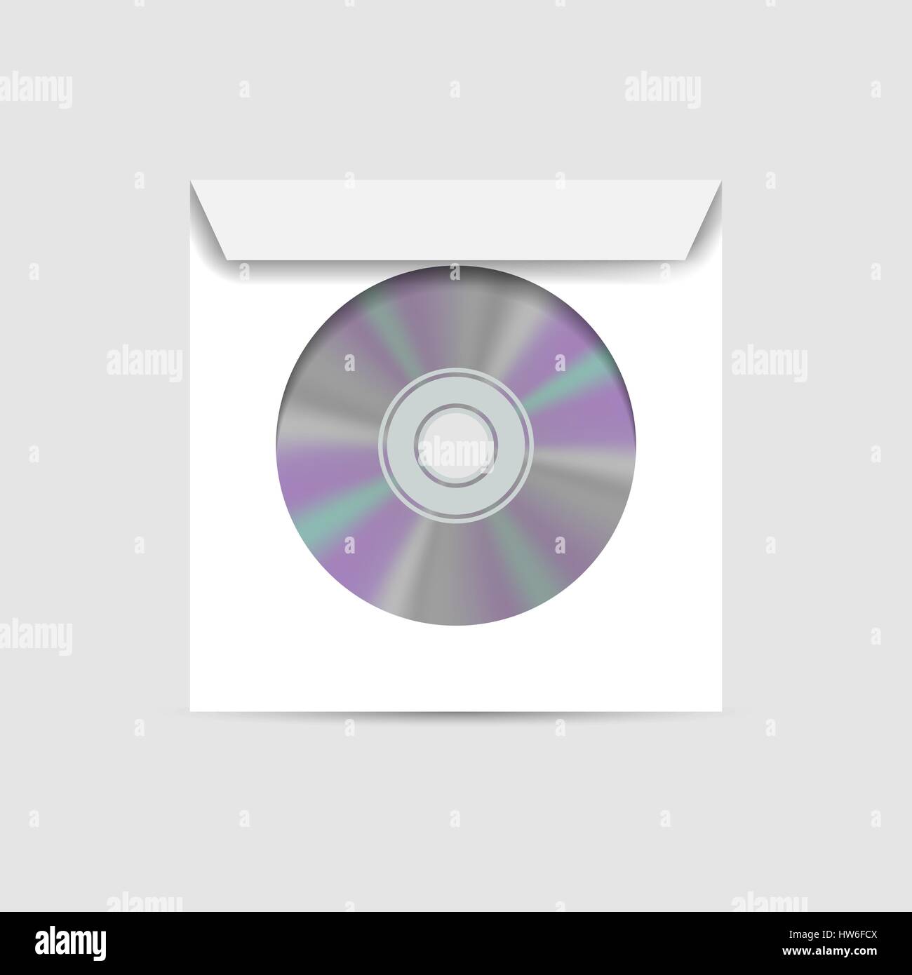 White realistic envelope with a window to the CD inside, isolated on ...