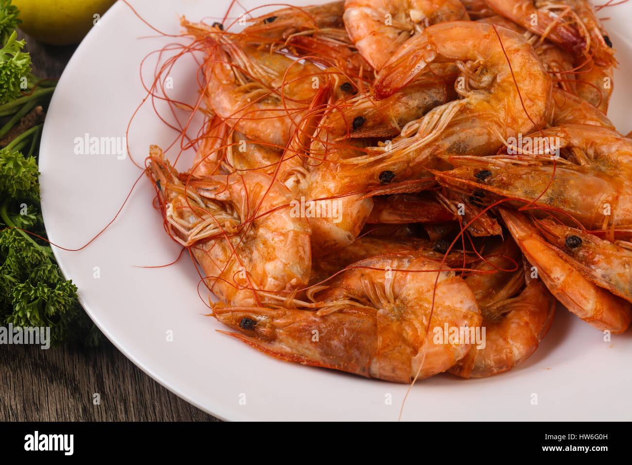 Boiled prawns in the bowl - ready for eat Stock Photo - Alamy