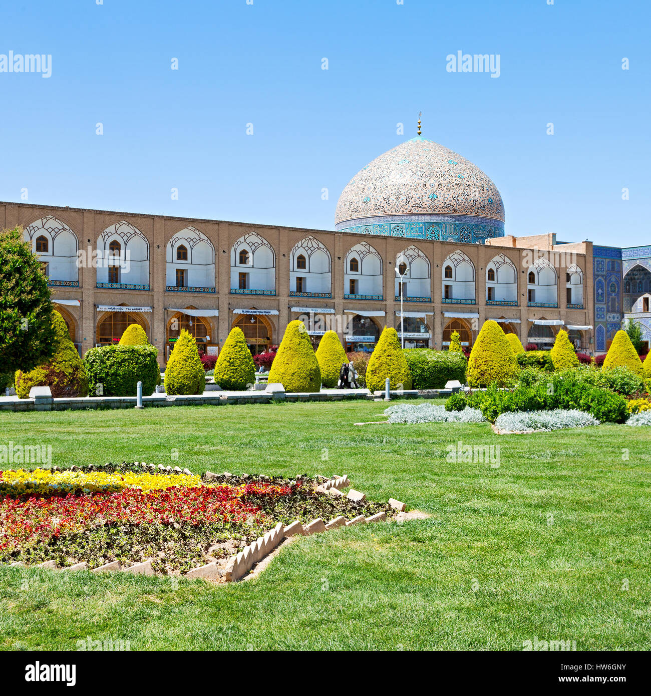 blur in iran the old square of isfahan prople garden tree heritage ...