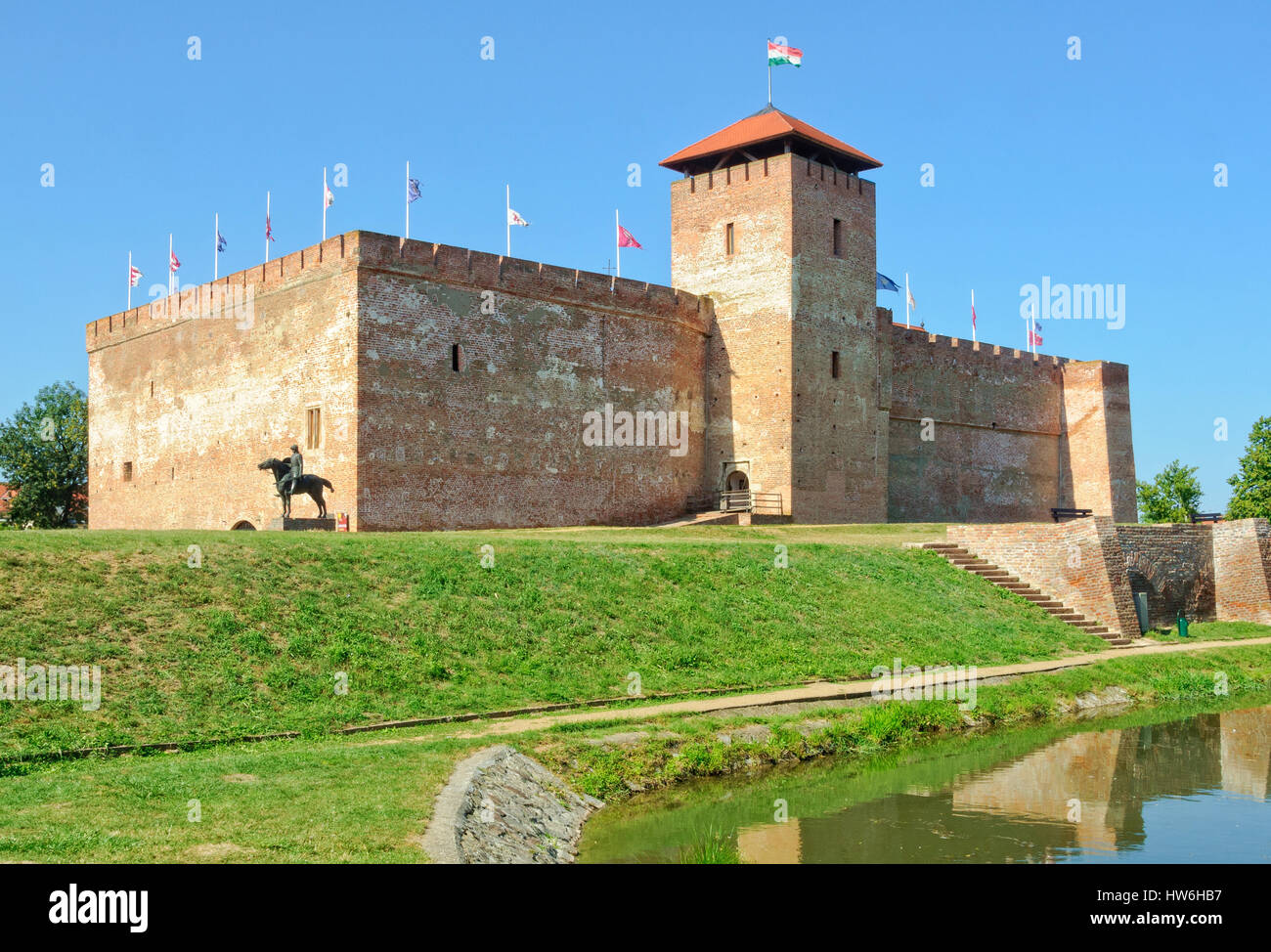 The Gothic brick 15th century flatland Castle of Gyula in Hungary Stock ...