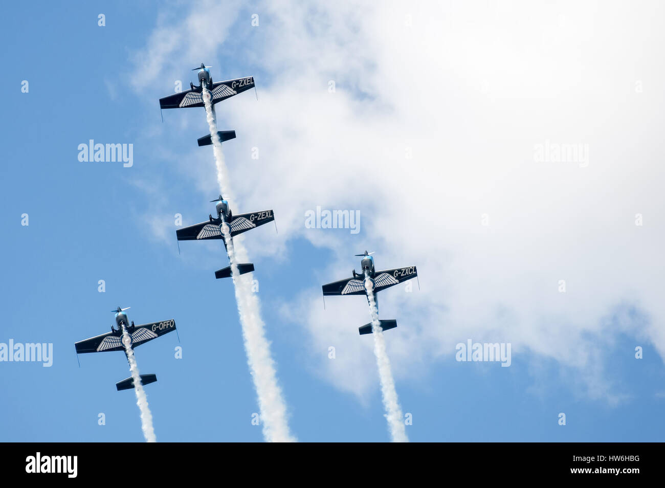The Blades aerobatics team performing a tight formation maneuver at the ...