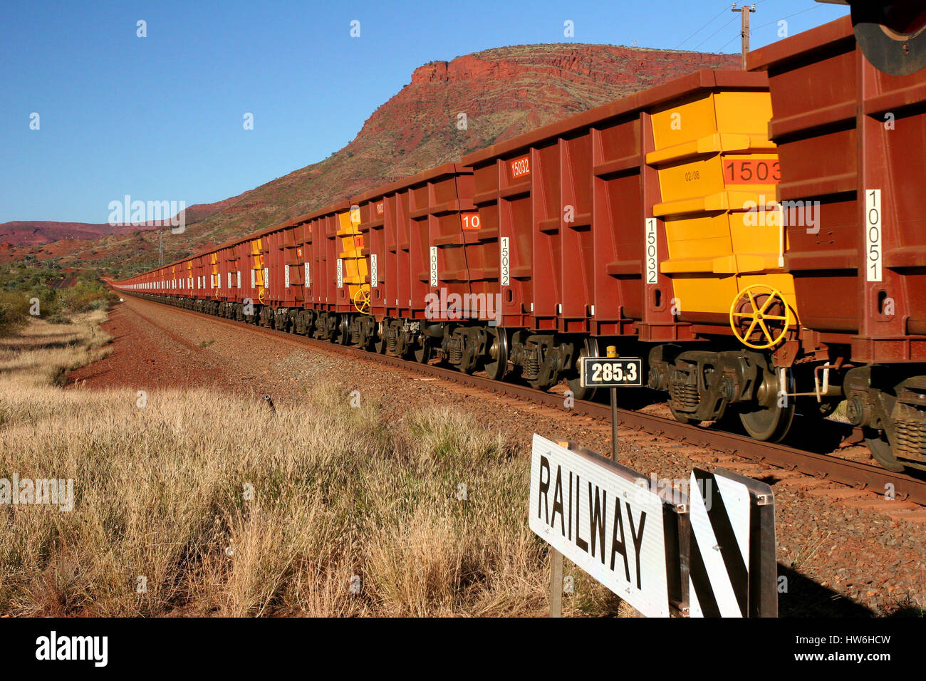 Hamersley Iron Ore Train with Hundreds of Carriages Hamersley Ranges ...