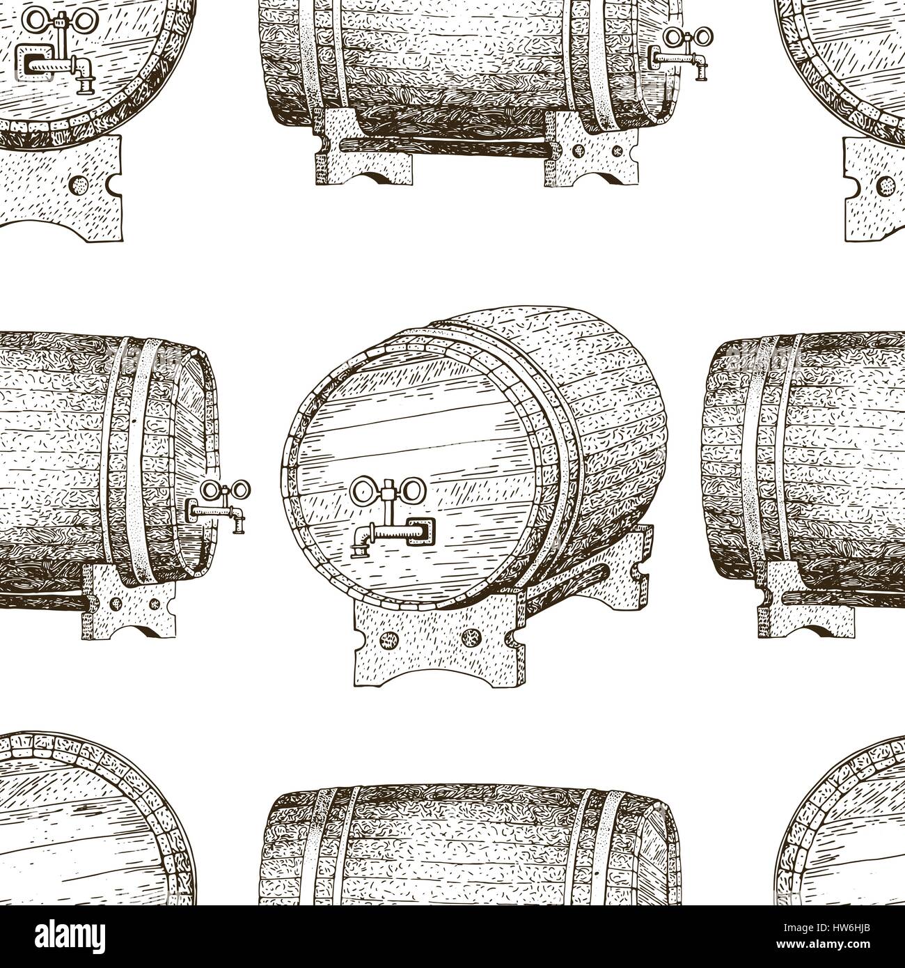 Original vintage retro line seamless vector pattern for beer house, bar ...