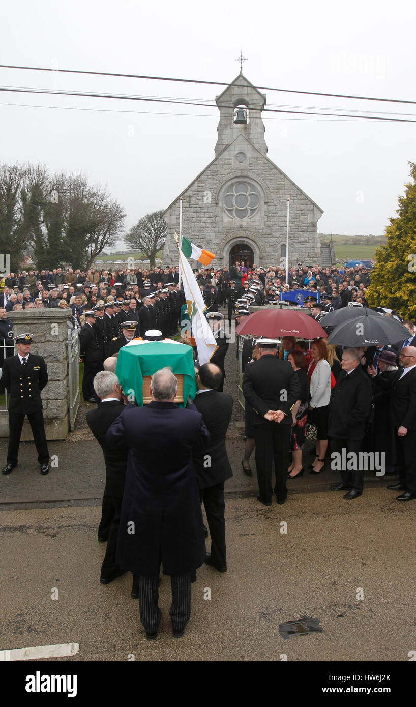 The coffin arrives for the funeral of Captain Dara Fitzpatrick, who ...