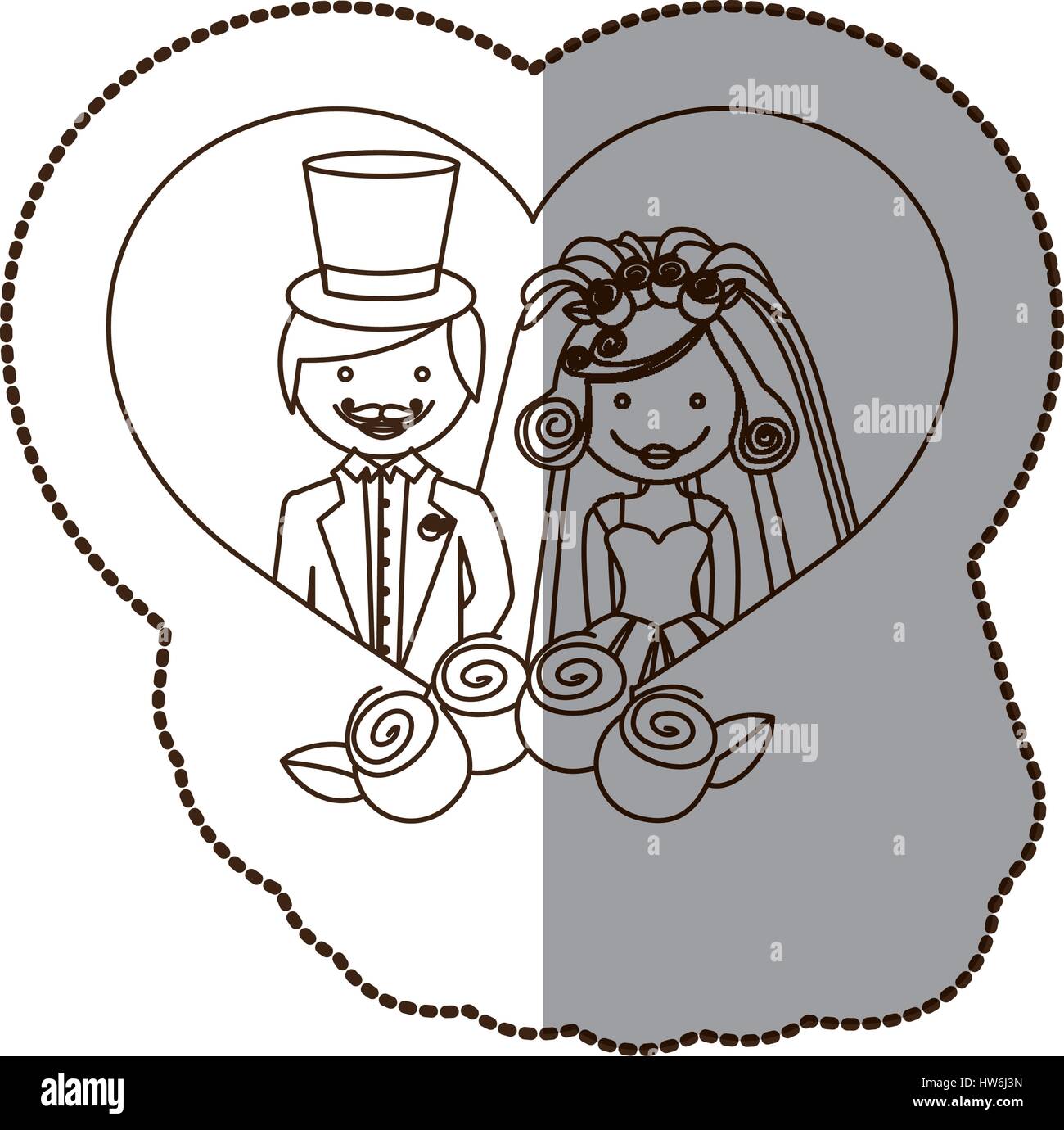 married couple inside the heart with roses Stock Vector Image & Art - Alamy