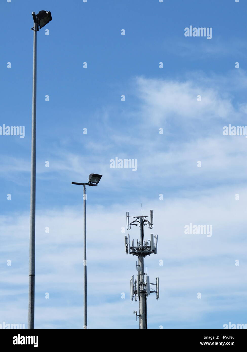 Telecommunications cell phone tower and light poles, Melbourne 2016 ...