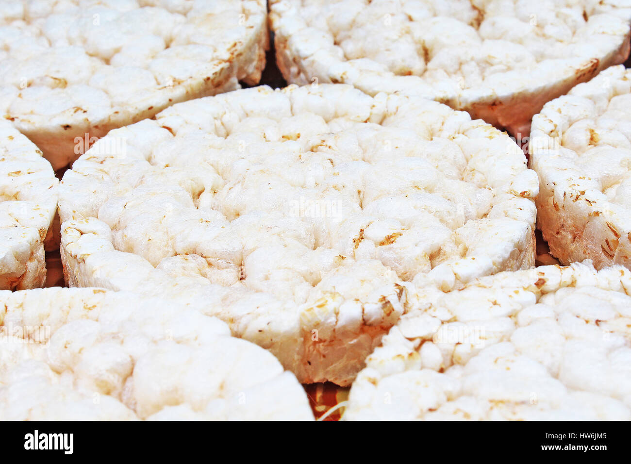 Puffed rice cakes. Crispbread texture Stock Photo - Alamy