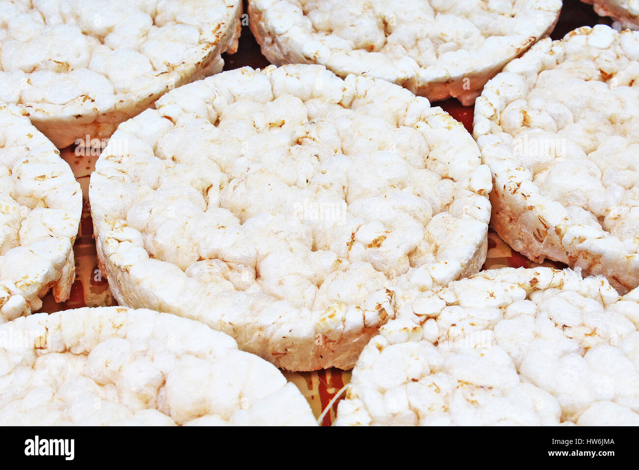 Puffed rice cakes. Crispbread texture Stock Photo - Alamy
