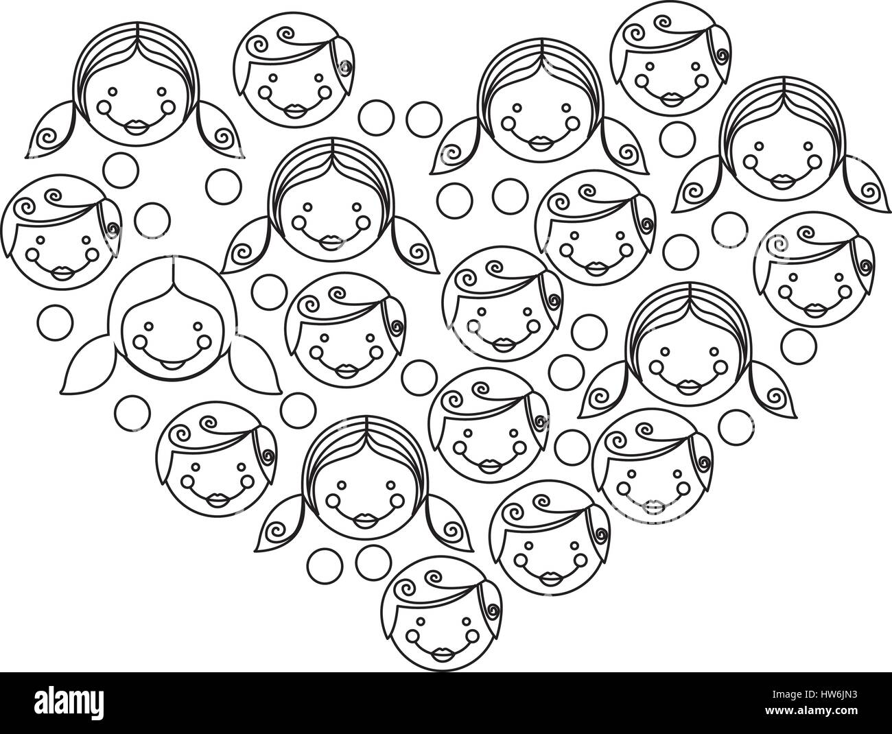figure people together inside the heart icon Stock Vector Image & Art ...
