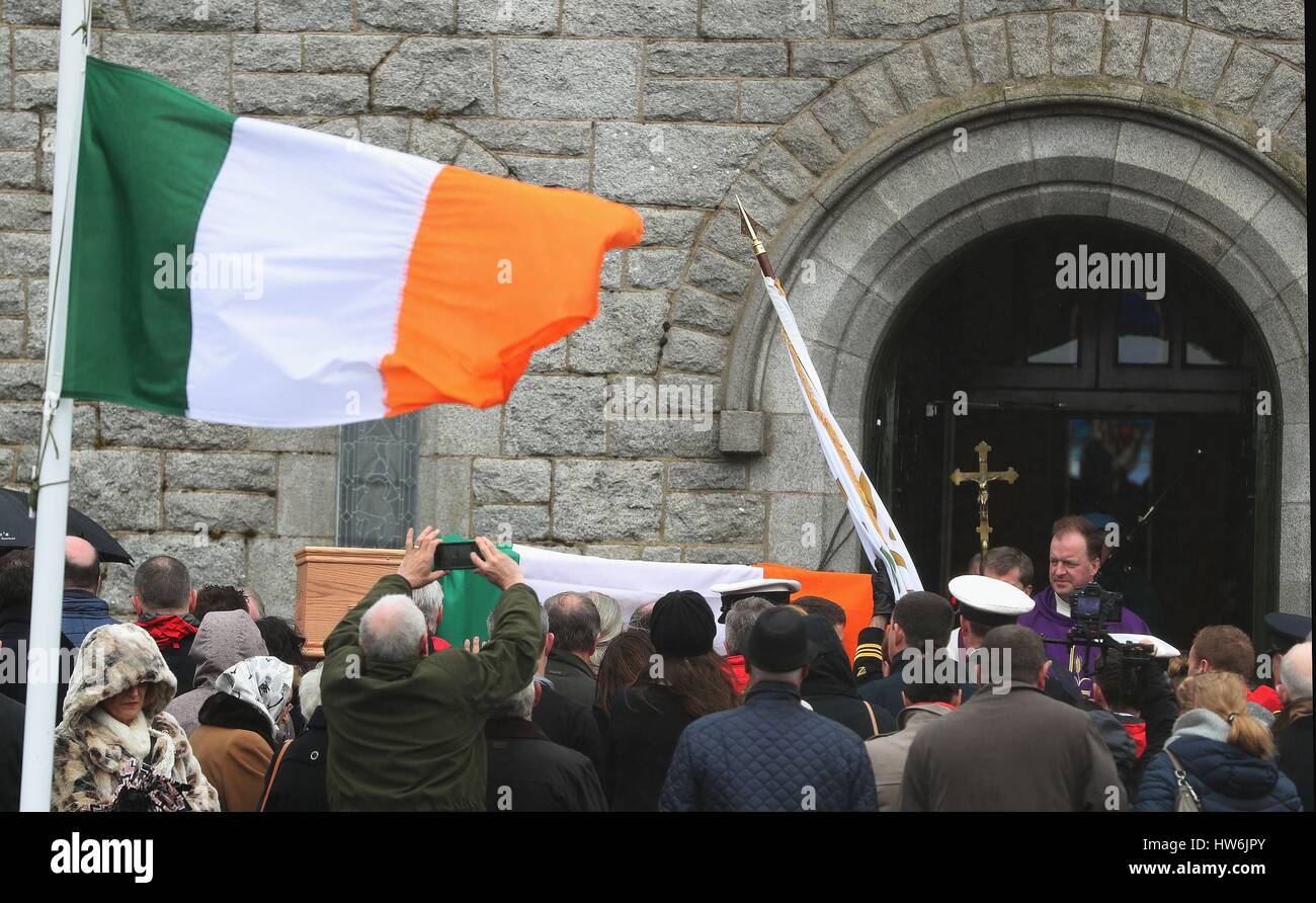 The coffin arrives for the funeral of Captain Dara Fitzpatrick, who ...