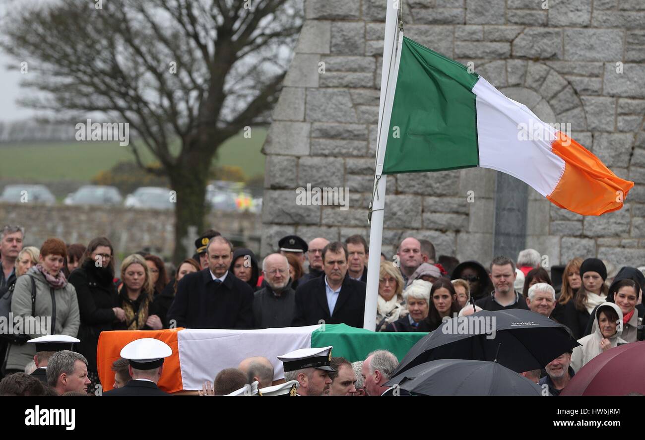 The coffin arrives for the funeral of Captain Dara Fitzpatrick, who ...