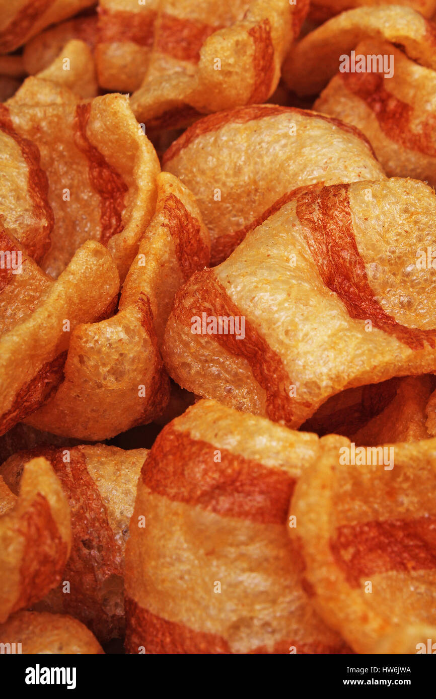 Bacon flavored party snacks chips Stock Photo - Alamy
