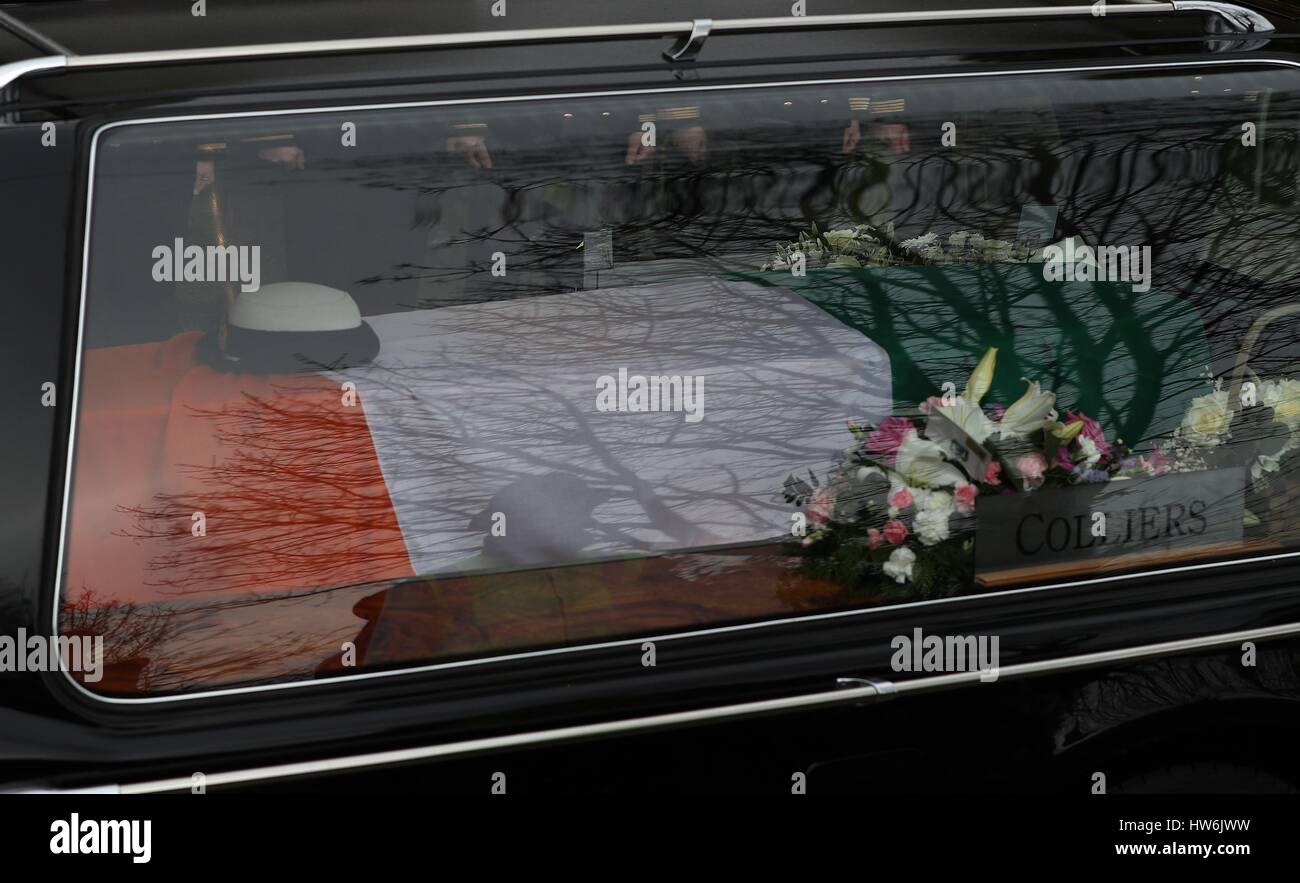 The coffin arrives for the funeral of Captain Dara Fitzpatrick, who ...