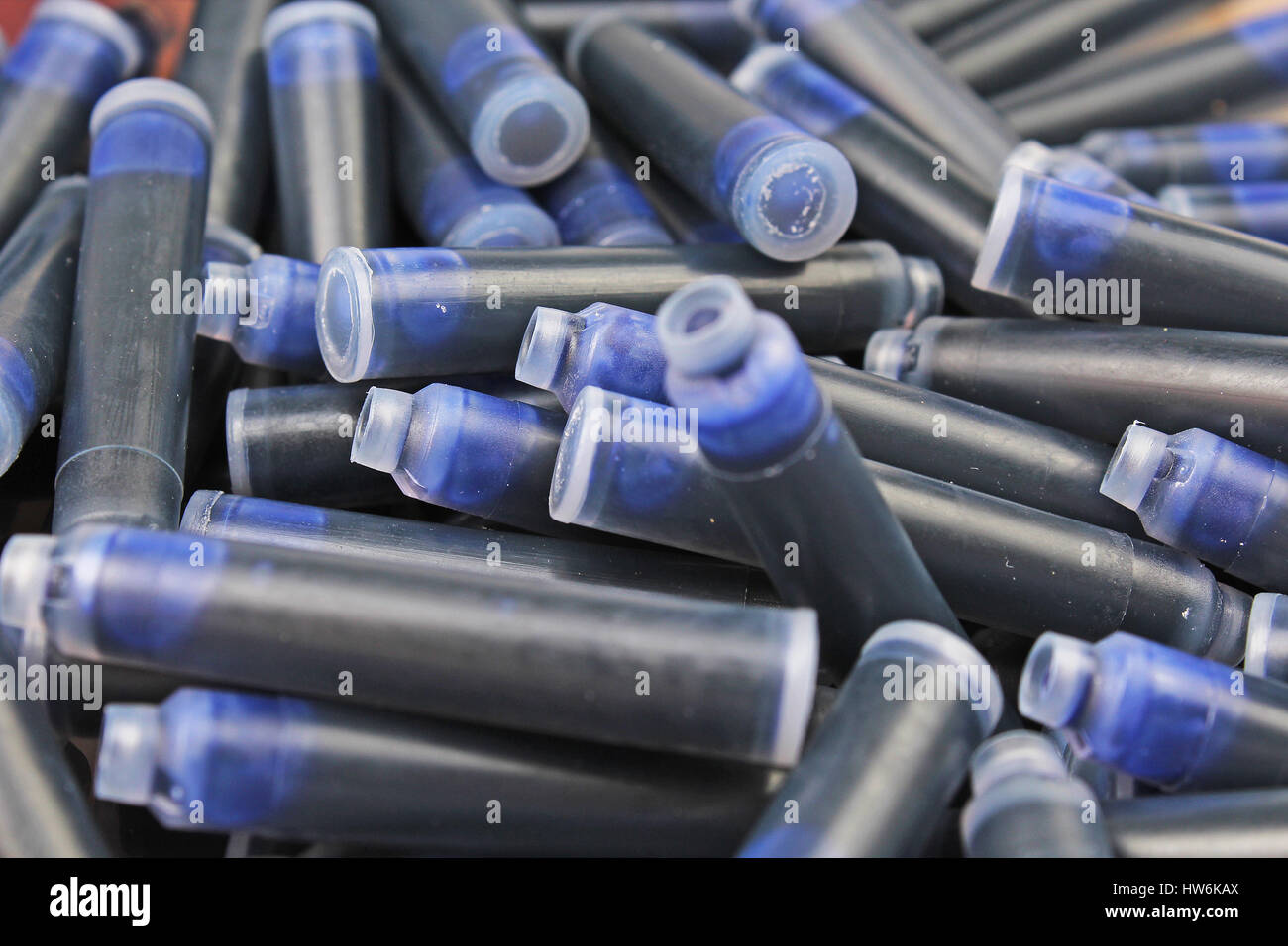 Pen ink. Pen ink Cartridge. Close up of the nib of a fountain pen ink ...