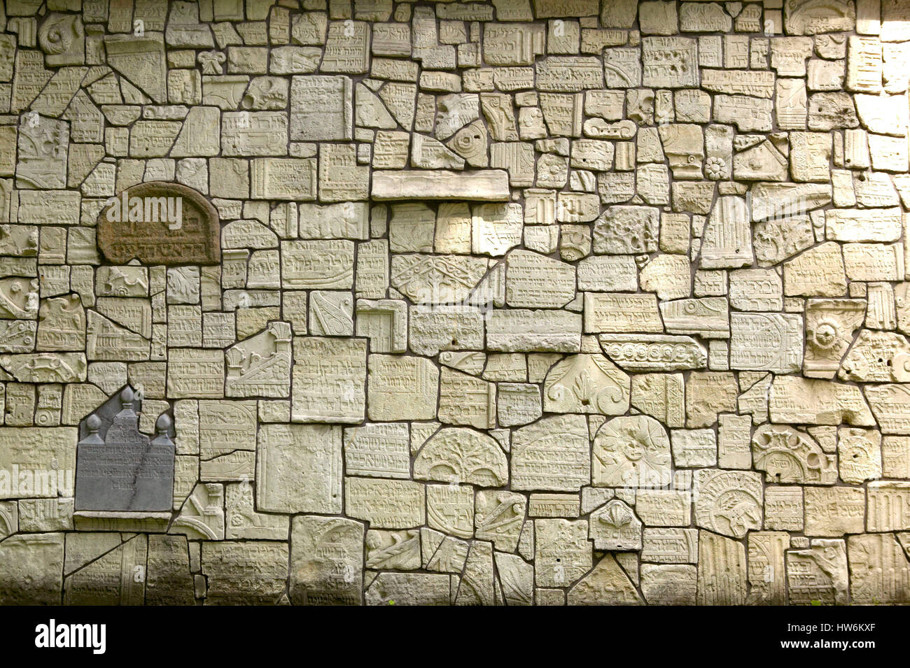 Memorial Wall Constructed from Old Jewish Gravestones, Remuh Synagogue ...