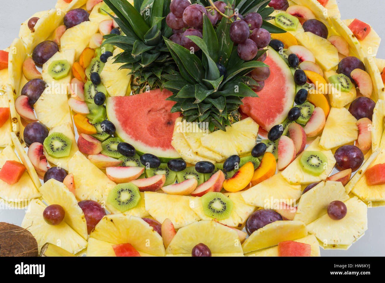 compositions of fresh fruit cut for buffets. typical summer fruits of ...