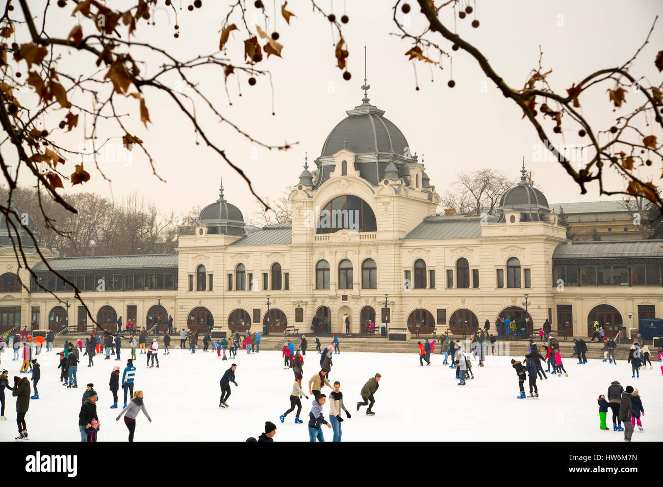 People having fun on ice rink. Budapest Hungary, Southeast Europe Stock ...
