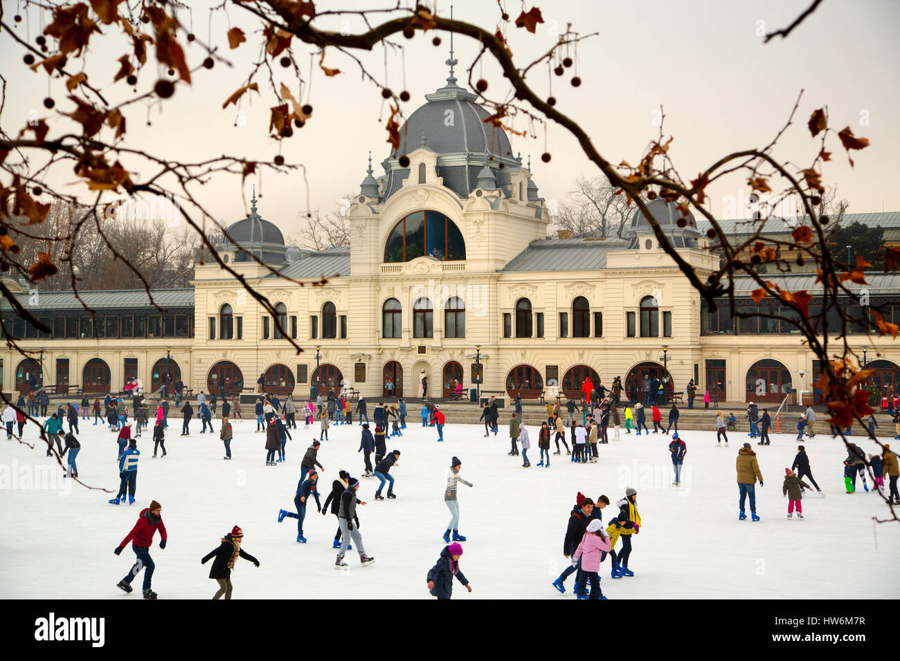 People having fun on ice rink. Budapest Hungary, Southeast Europe Stock ...
