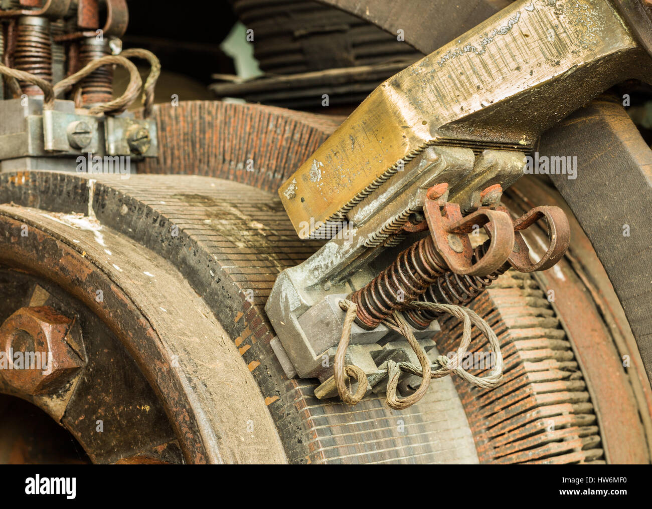 Close up of a pair of electrical brush system Stock Photo - Alamy