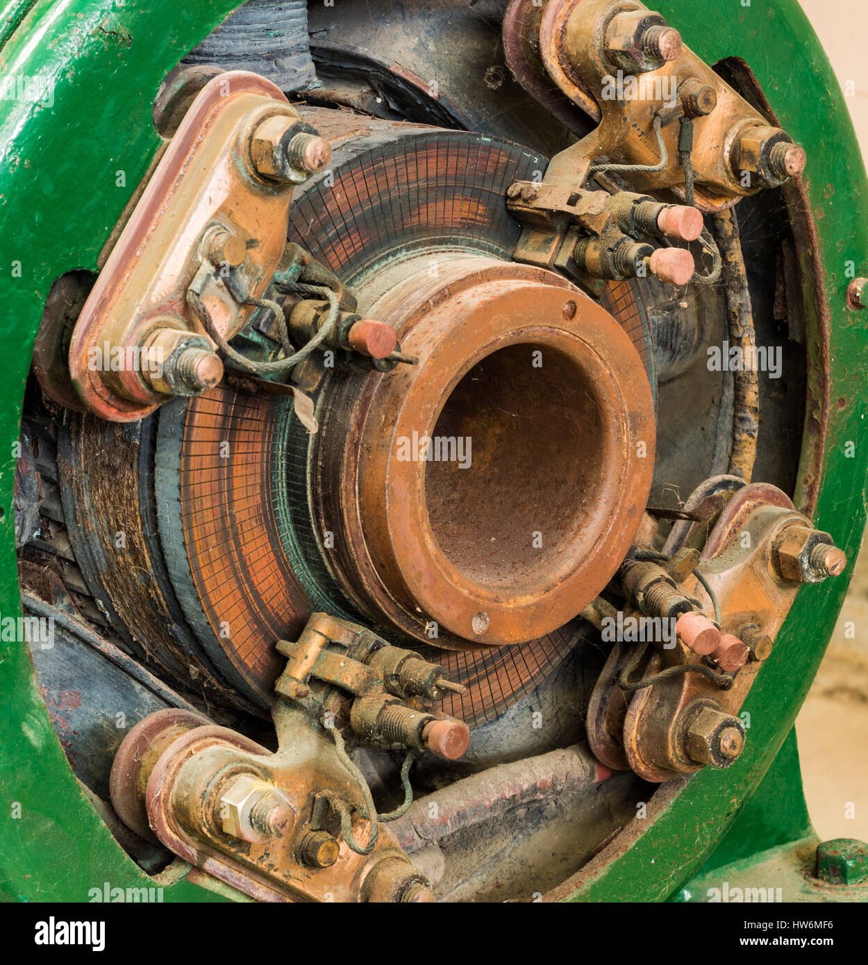 Open view of a electricity generator brush system Stock Photo - Alamy