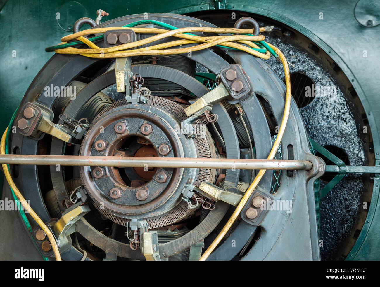 Open view of a electricity generator brush system Stock Photo - Alamy