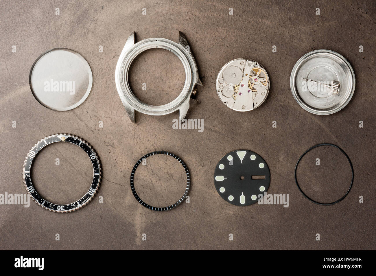 closeup the parts of automatic wristwatch, watch reparing concept Stock ...