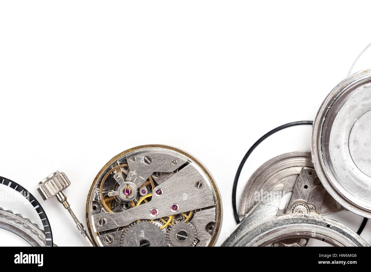 closeup the parts of automatic wristwatch, watch reparing concept Stock ...